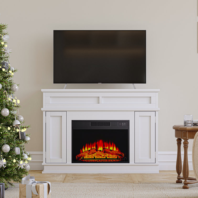 Symple Stuff Cheryl 47.2 W TV Stand Electric Fireplace with Mantel Reviews Wayfair
